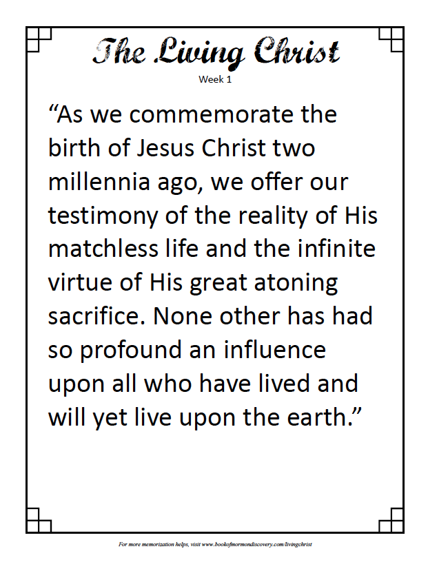 Jennifer Said: Memorize "The Living Christ": Week 1