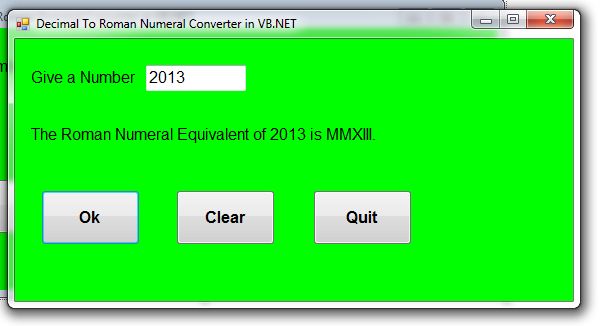 Free Programming Source Codes And Computer Programming Tutorials Decimal To Roman Numeral In Vbnet 3998
