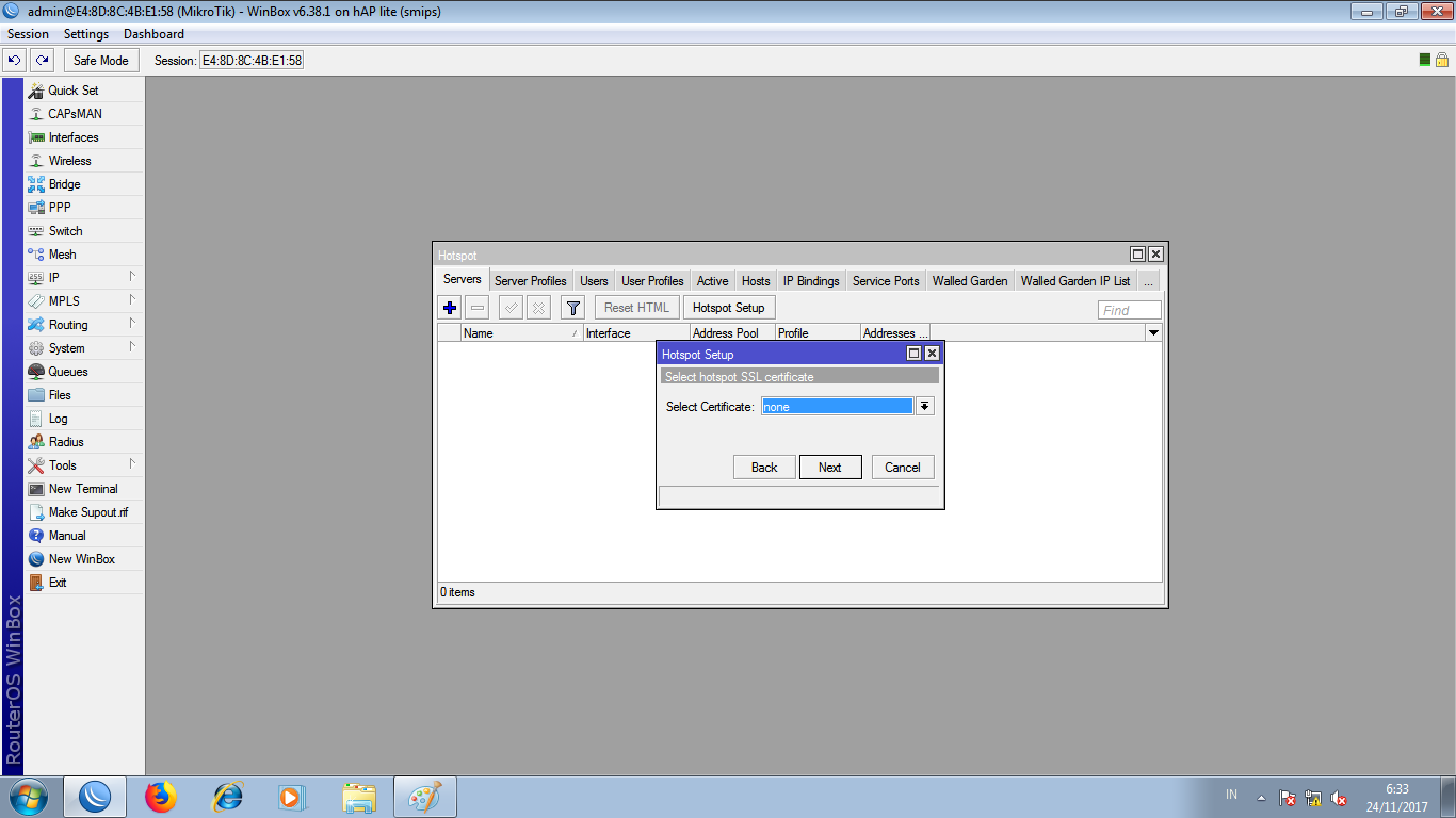konfigurasi dasar hotspot mikrotik