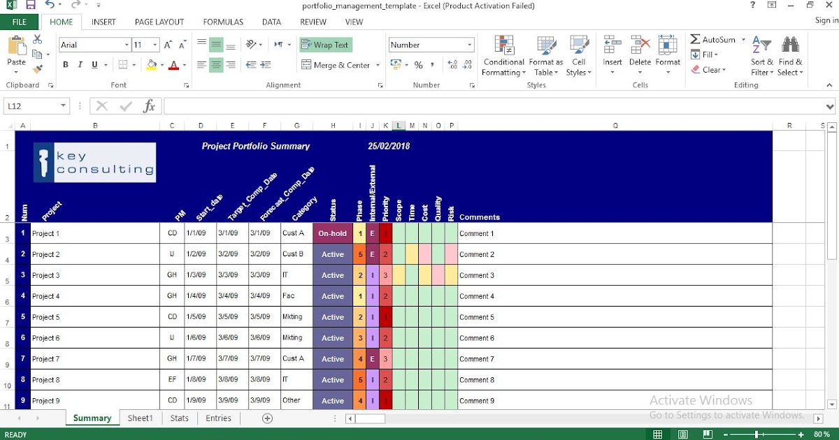 Project Portfolio Management Excel Template - ENGINEERING MANAGEMENT