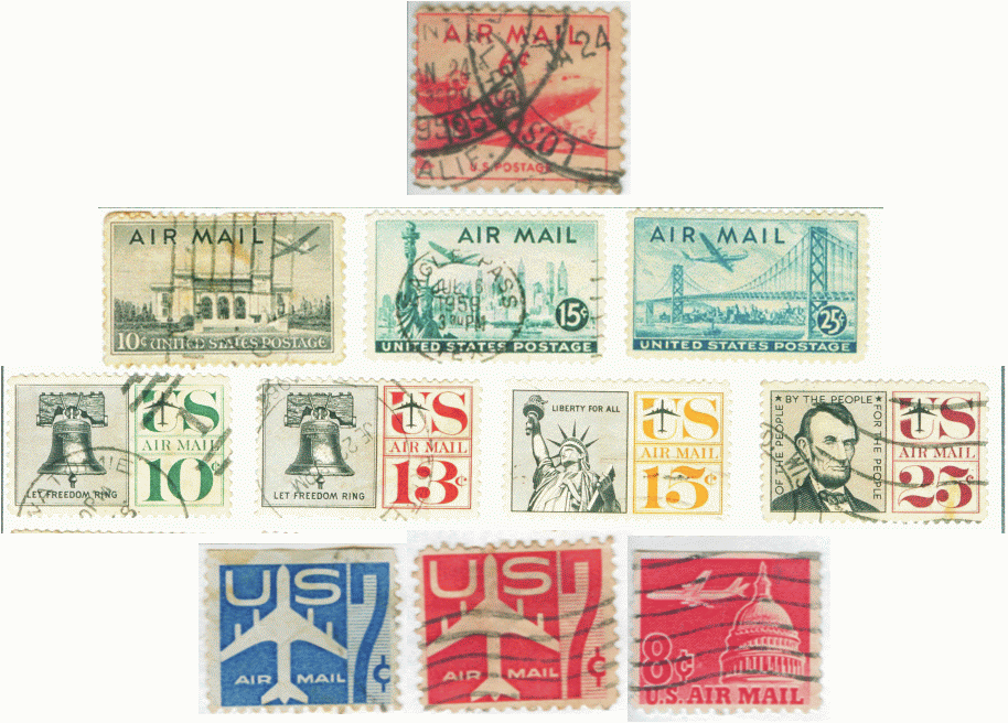 My collection of Air Mail stamps of USA ~ Hobby Shobbys