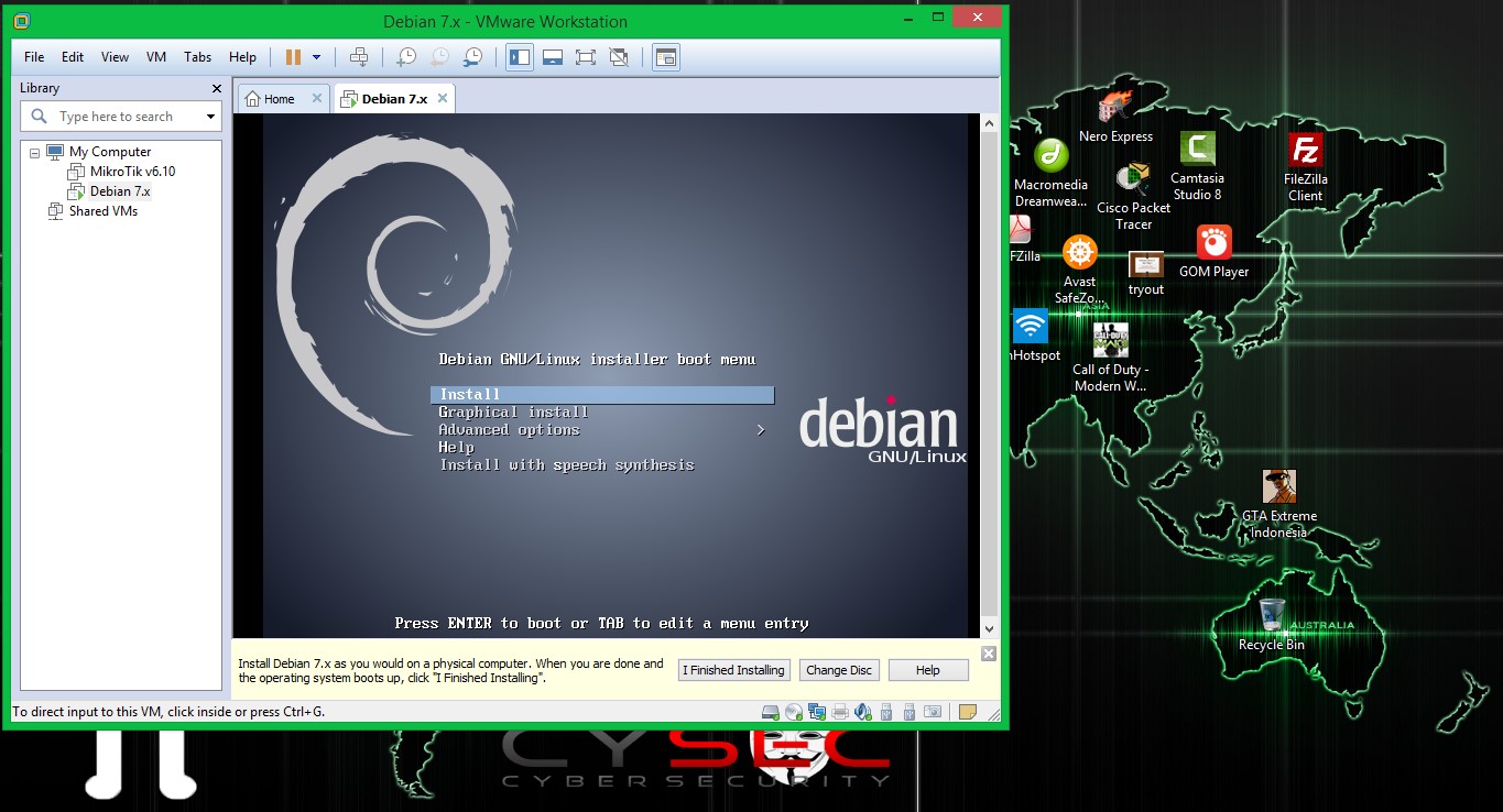 Cara Install Linux Debian Berbasis Teks(CLI) melalui VMware Beserta Gambar