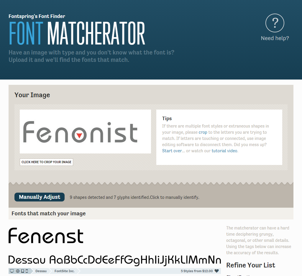 اداة Font matcherator لمعرفة نوع الخط المستخدم في التصاميم - Fenonist