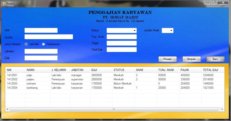 Program Penggajian Karyawan menggunakan Array pada VB.Net 2010 - TECHNOMASKIN