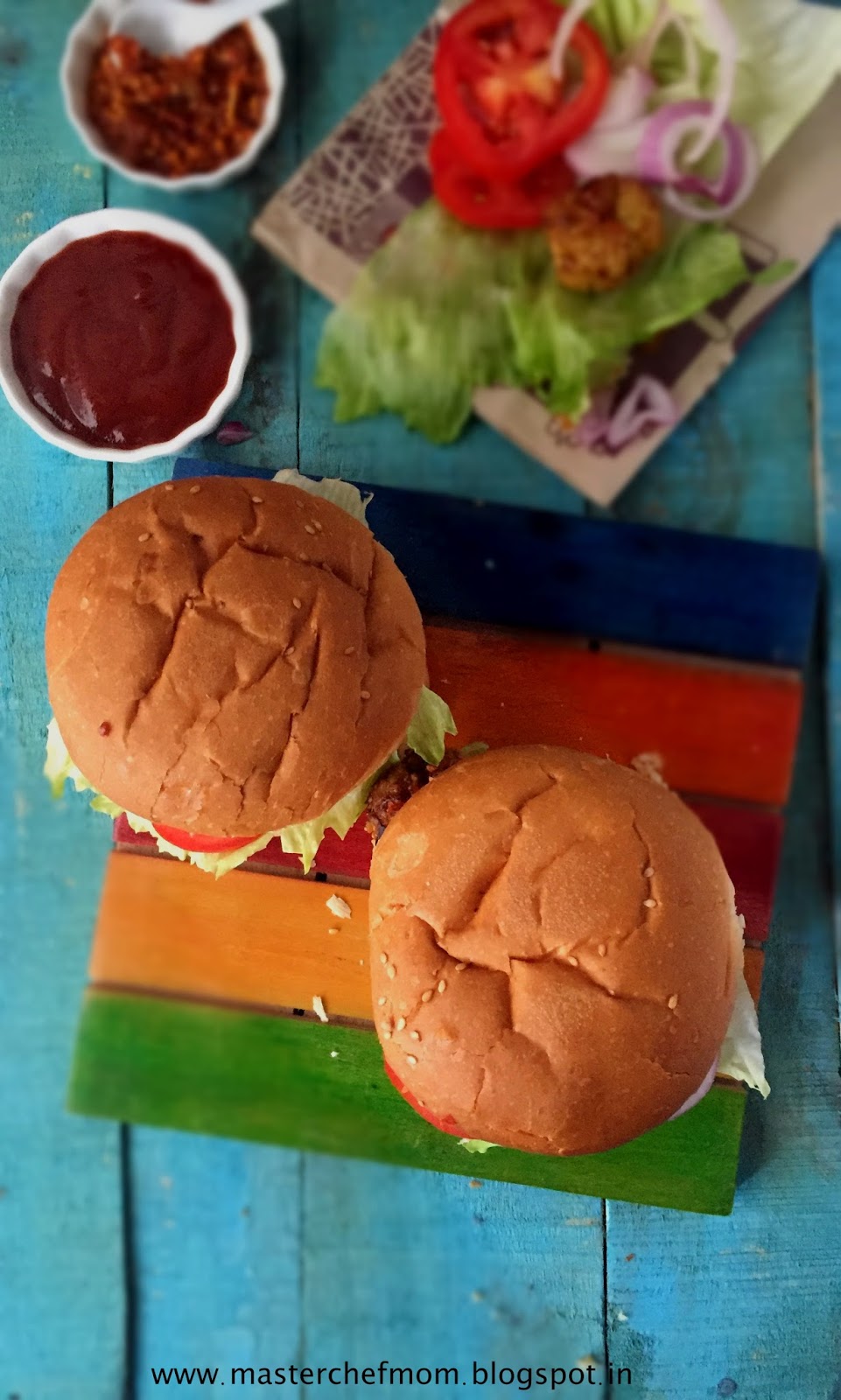 MASTERCHEFMOM: Schezwan Manchurian Burger | How to make Schezwan ...