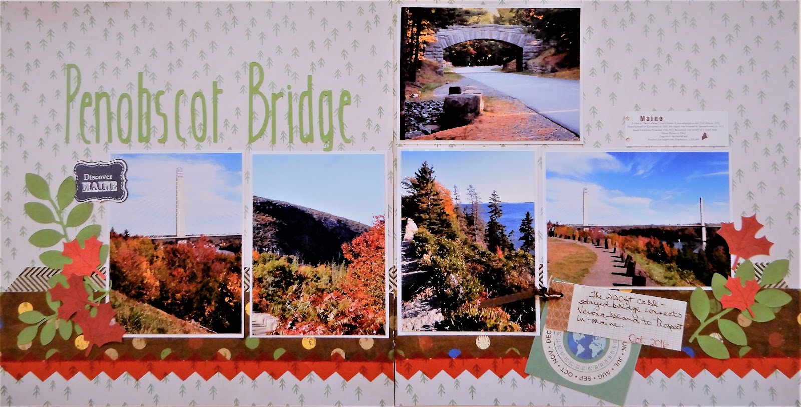 Random Memories: Two Page Scrapbook Layout - "Penobscot Bridge"