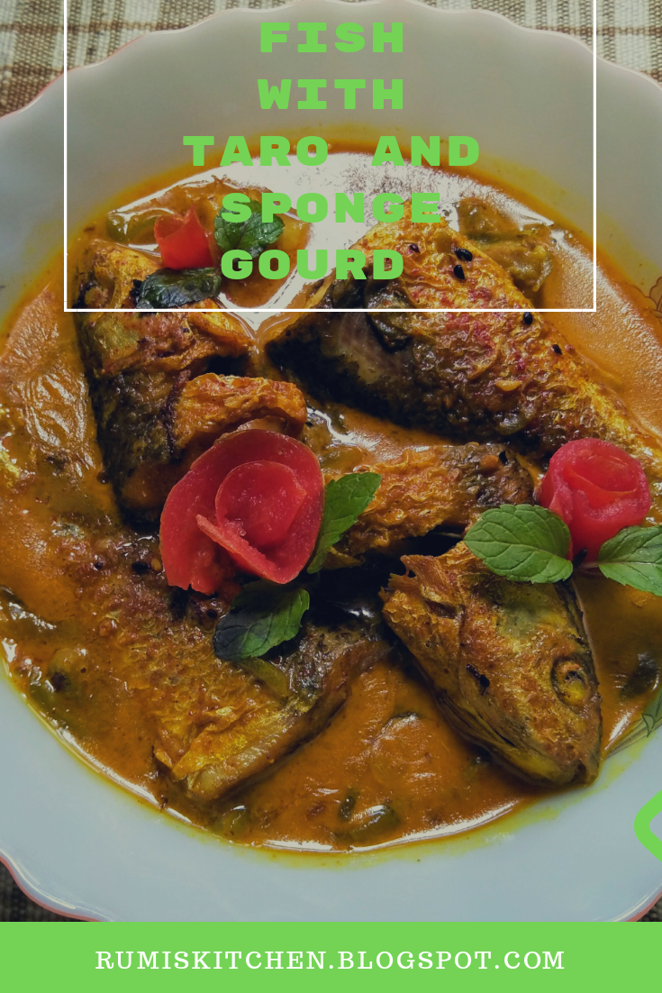 Bhangon fish with Taro and Sponge gourd