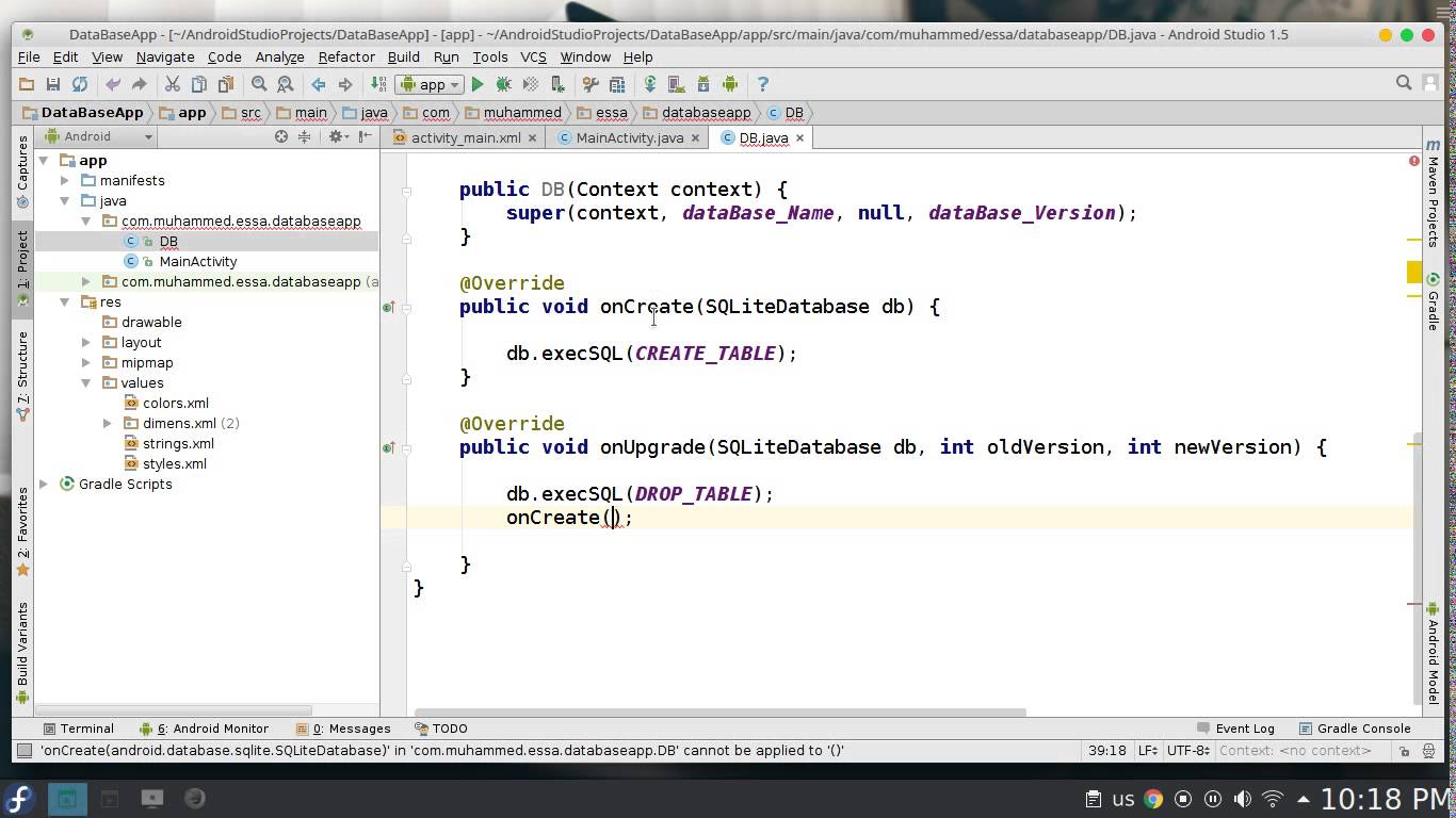 155 Android Studio SQLite OnCreate OnUpgrade Constructor | كورسات بالعربي