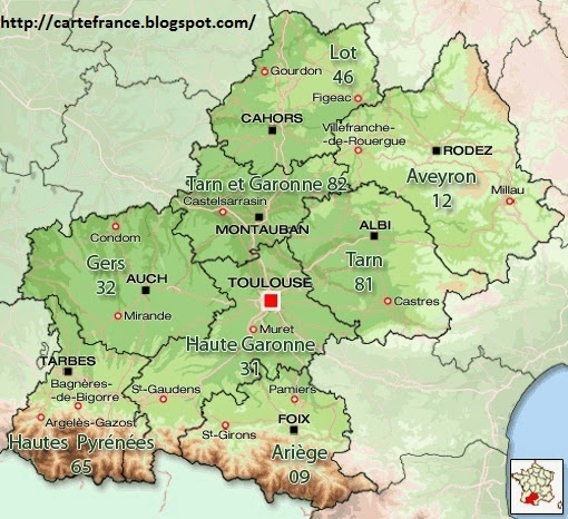 Carte Midi-Pyrénées Departement | Carte France Département Région
