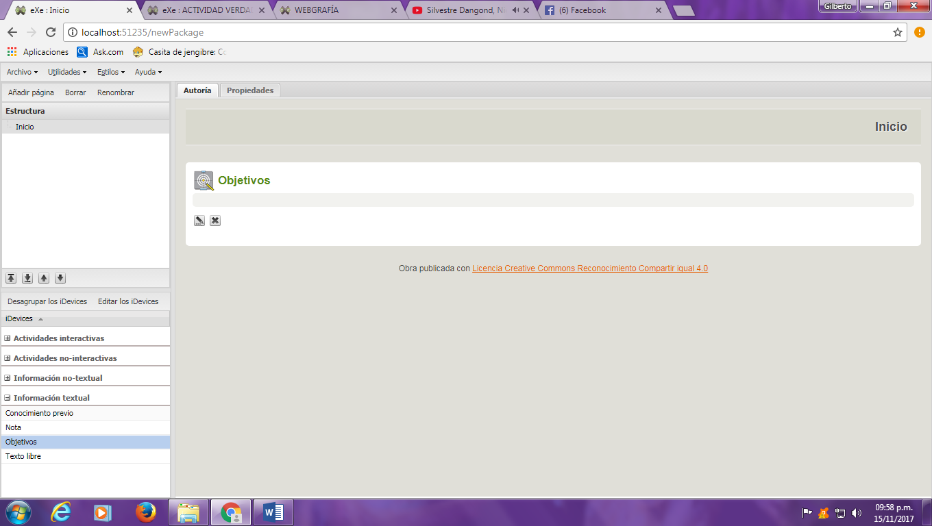 Tutorial exelearning: 2017