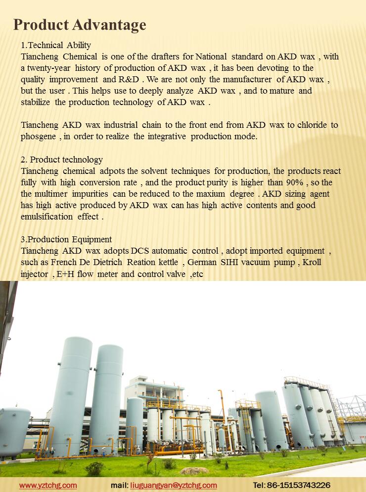 Paper chemical Alkyl Ketene dimer AKD wax for sizing agent