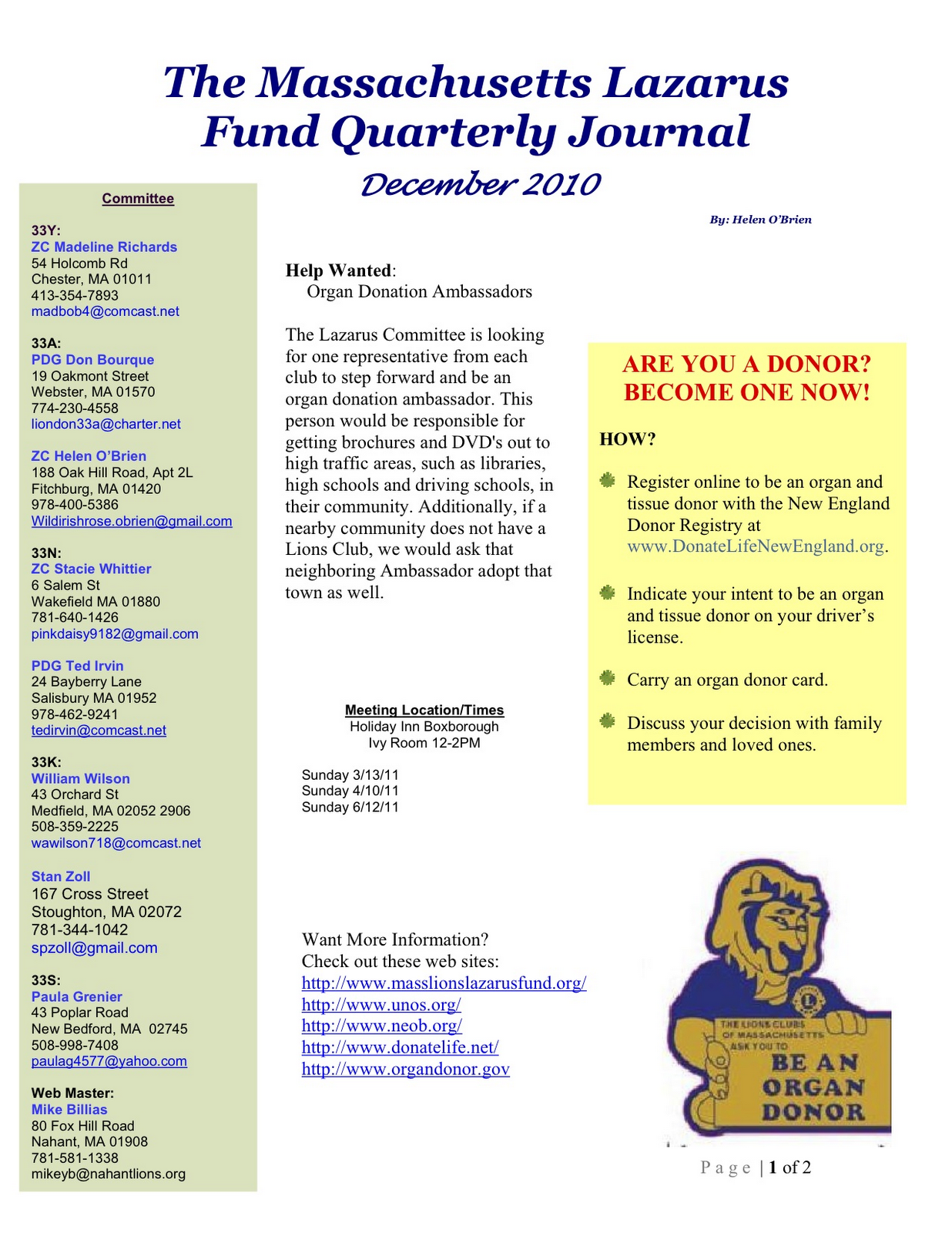 District 33K Lions Newsletter