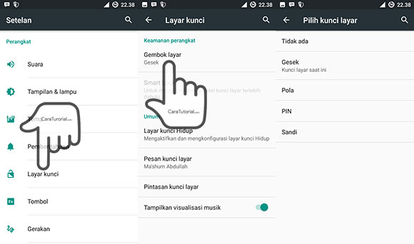 Cara Setting Kunci Layar Pola, PIN & Sandi di Android - caratutorial.com