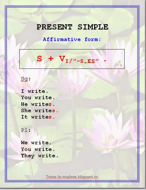 VERIFICAREA TEMEI LA LIMBA ENGLEZA: PRESENT SIMPLE
