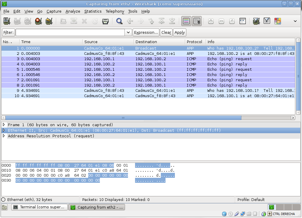 Redes en SMR (Baio): Ethernet II en Wireshark.