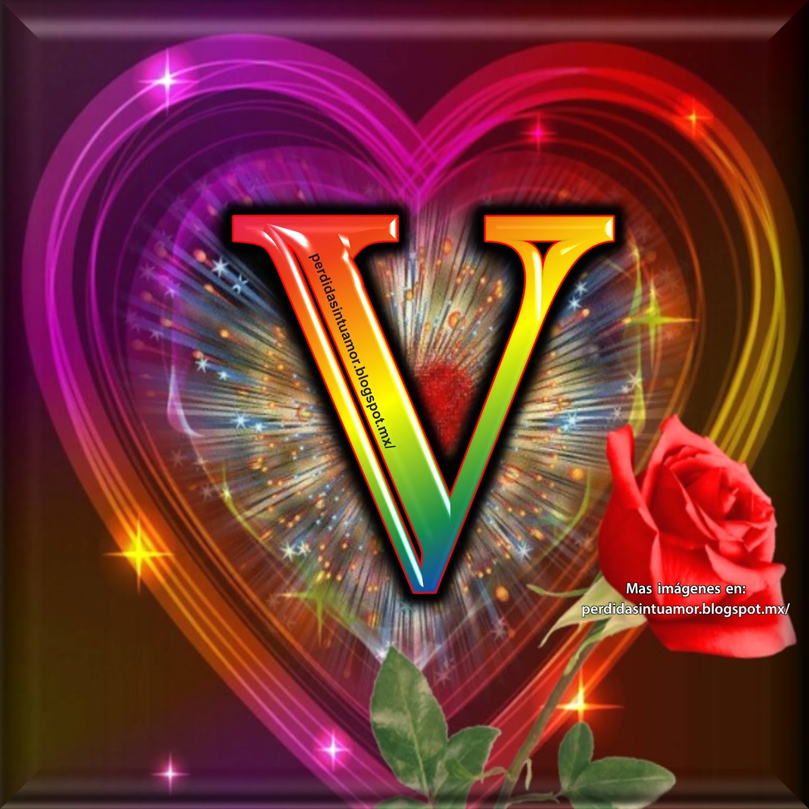 INICIALES Y NOMBRES PARA TI: CORAZÓN DE COLORES CON TU INICIAL