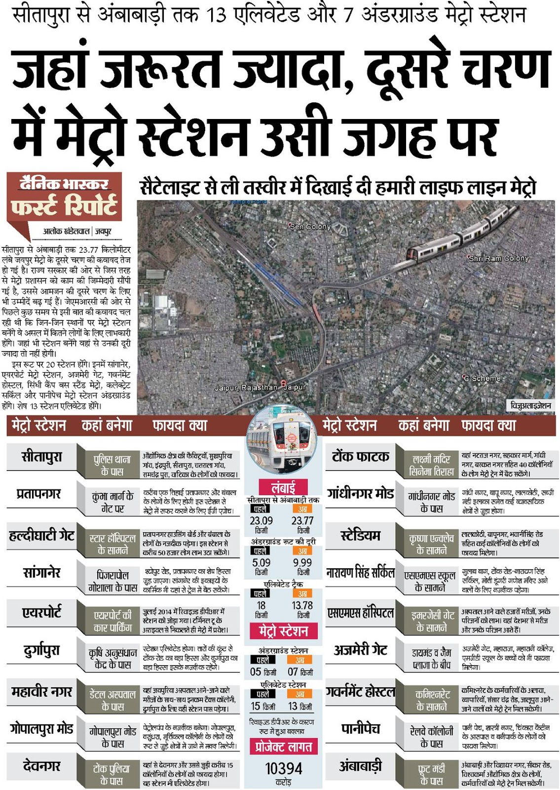 Jaipur Metro Second Phase Route MAP Stations Location | Jaipur Metro ...