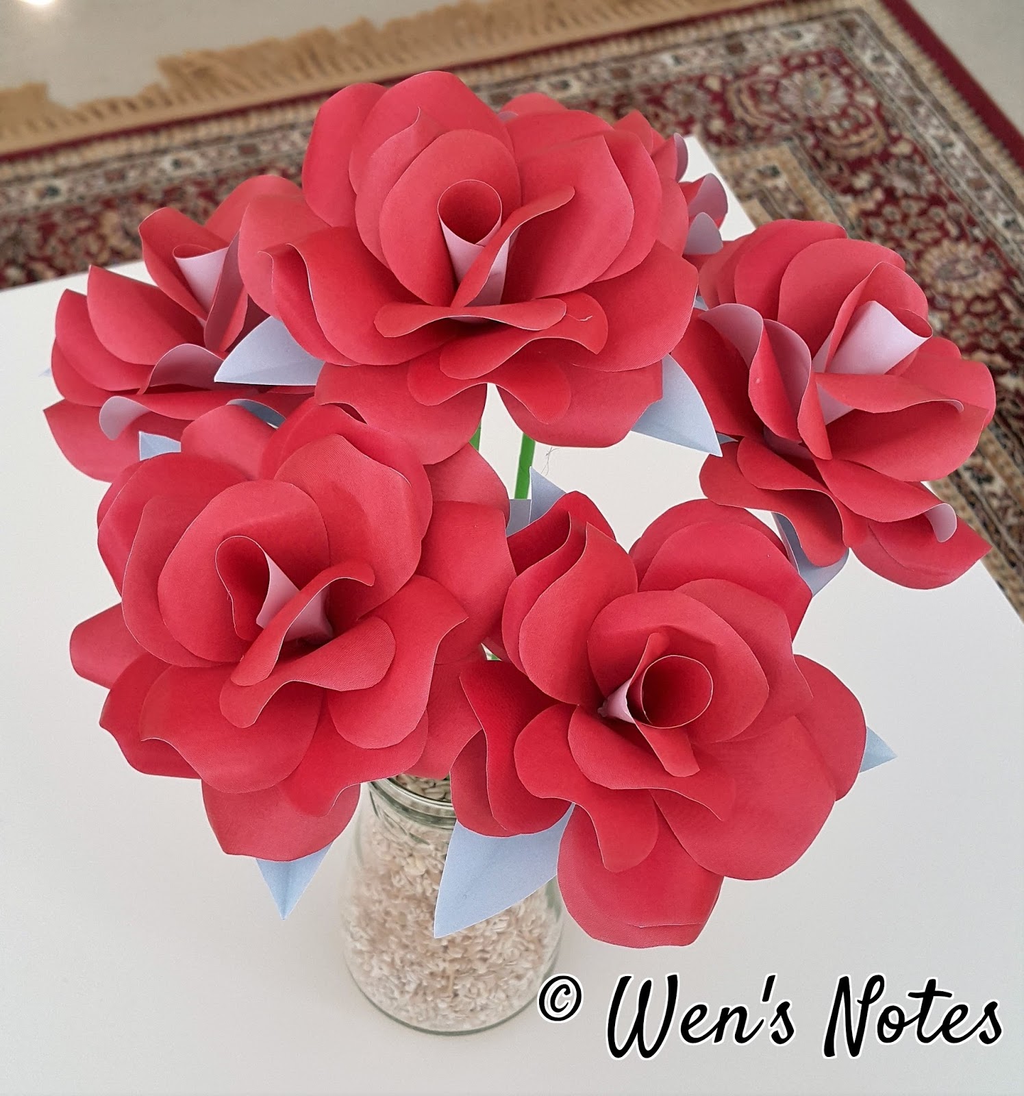 DIY Paper Rose with templates | Wen's Notes