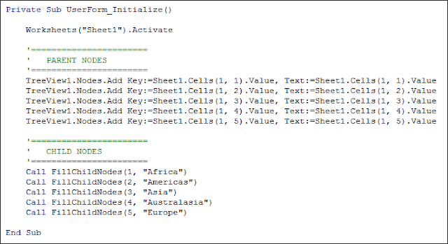 글창고: 트리뷰 VBA 예제 (Excel)