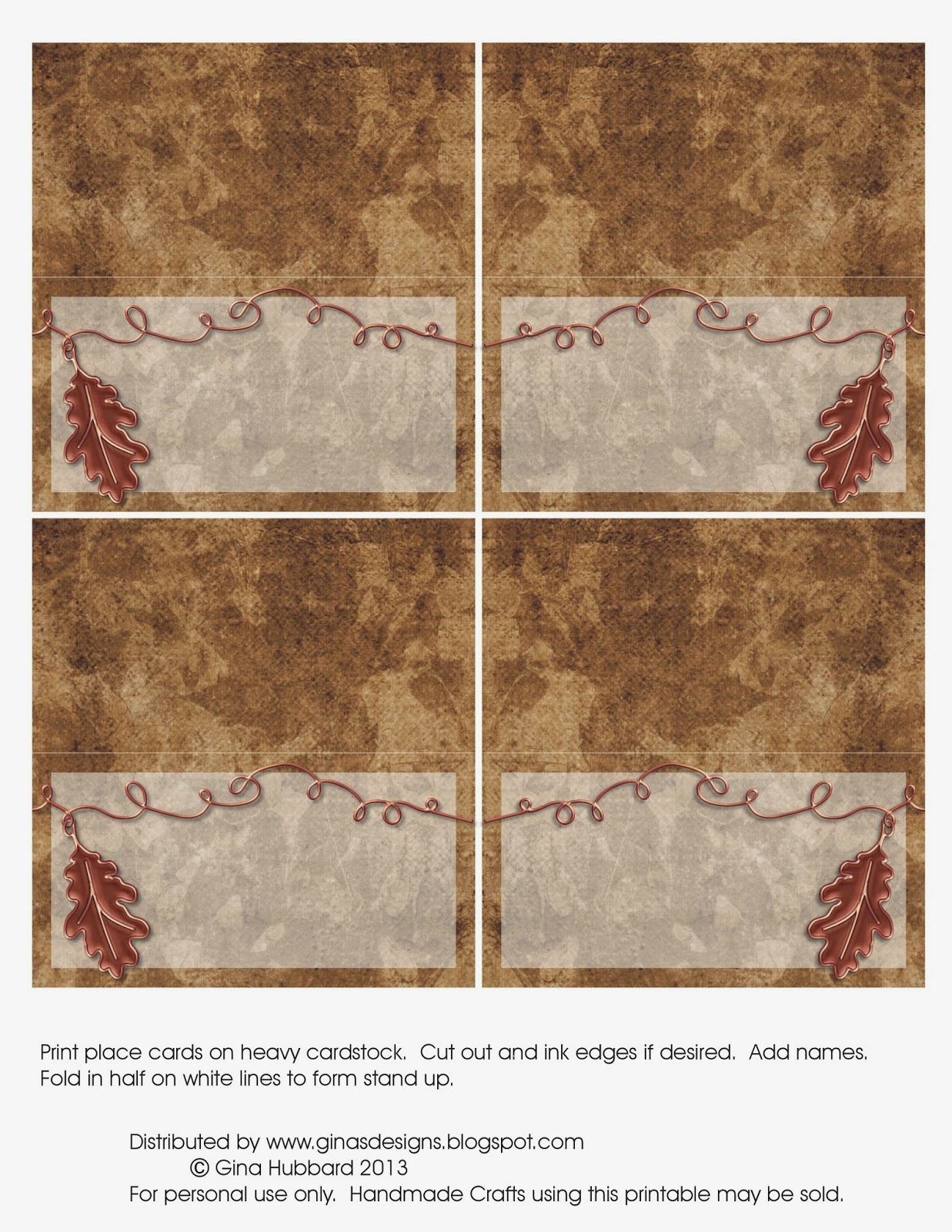 Ginas Designs: Freebie Friday Fall Place Cards Printable