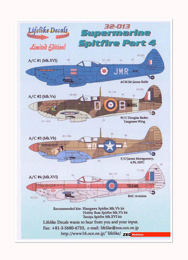 ZED Hobbies: Coming Soon: Lifelike Decals 1/32 Spitfire decals