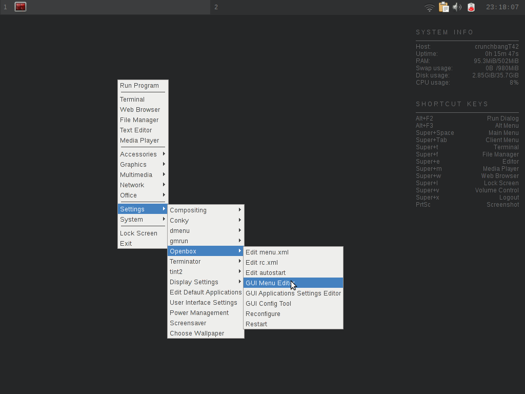 Michael's TechBlog: Crunchbang Linux - add a menu option