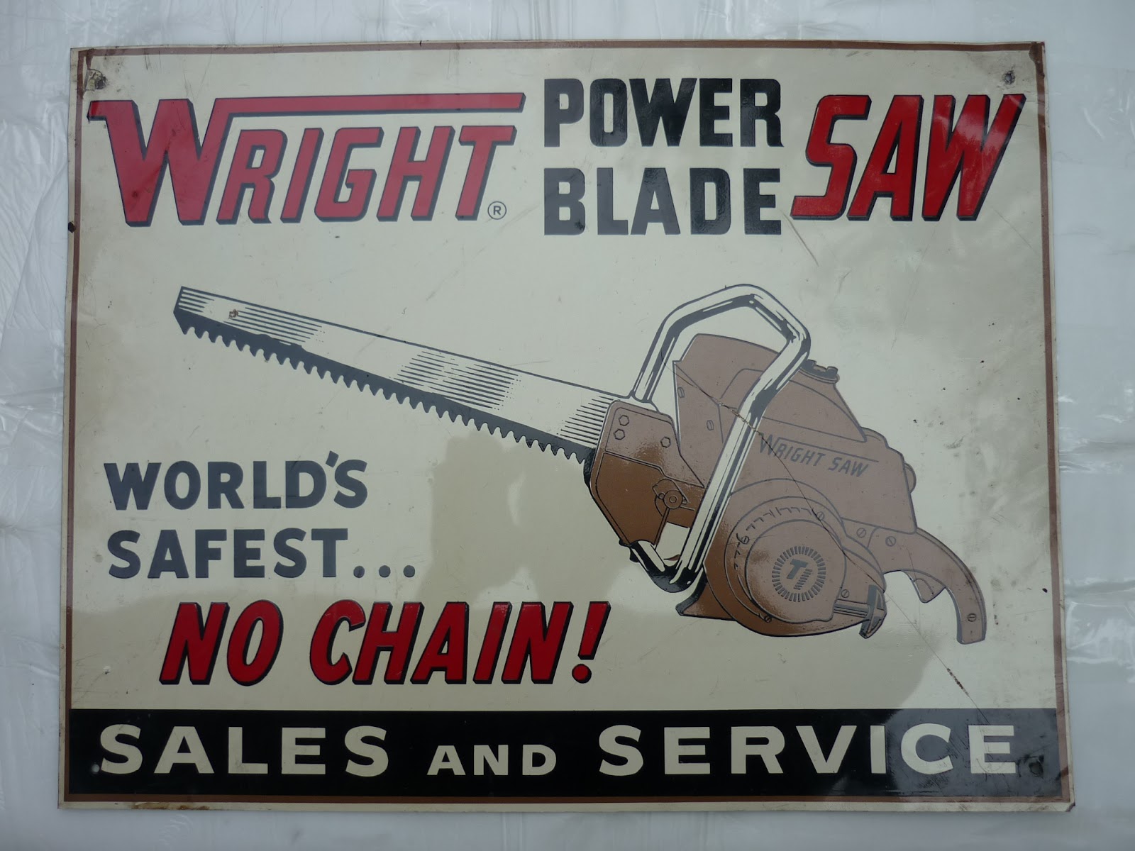 VINTAGE CHAINSAW COLLECTION: CHAINSAW SIGNS COLLECTION. (PICTURES).