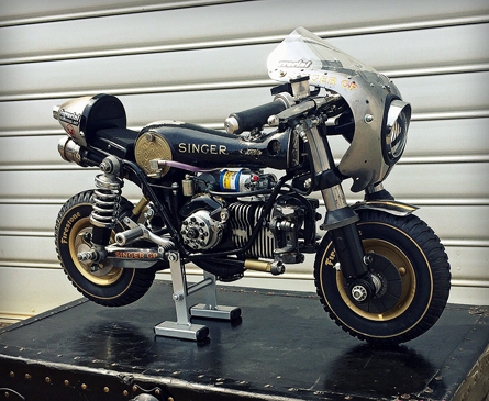 A unique sewing machine bodied café racer motorcycle