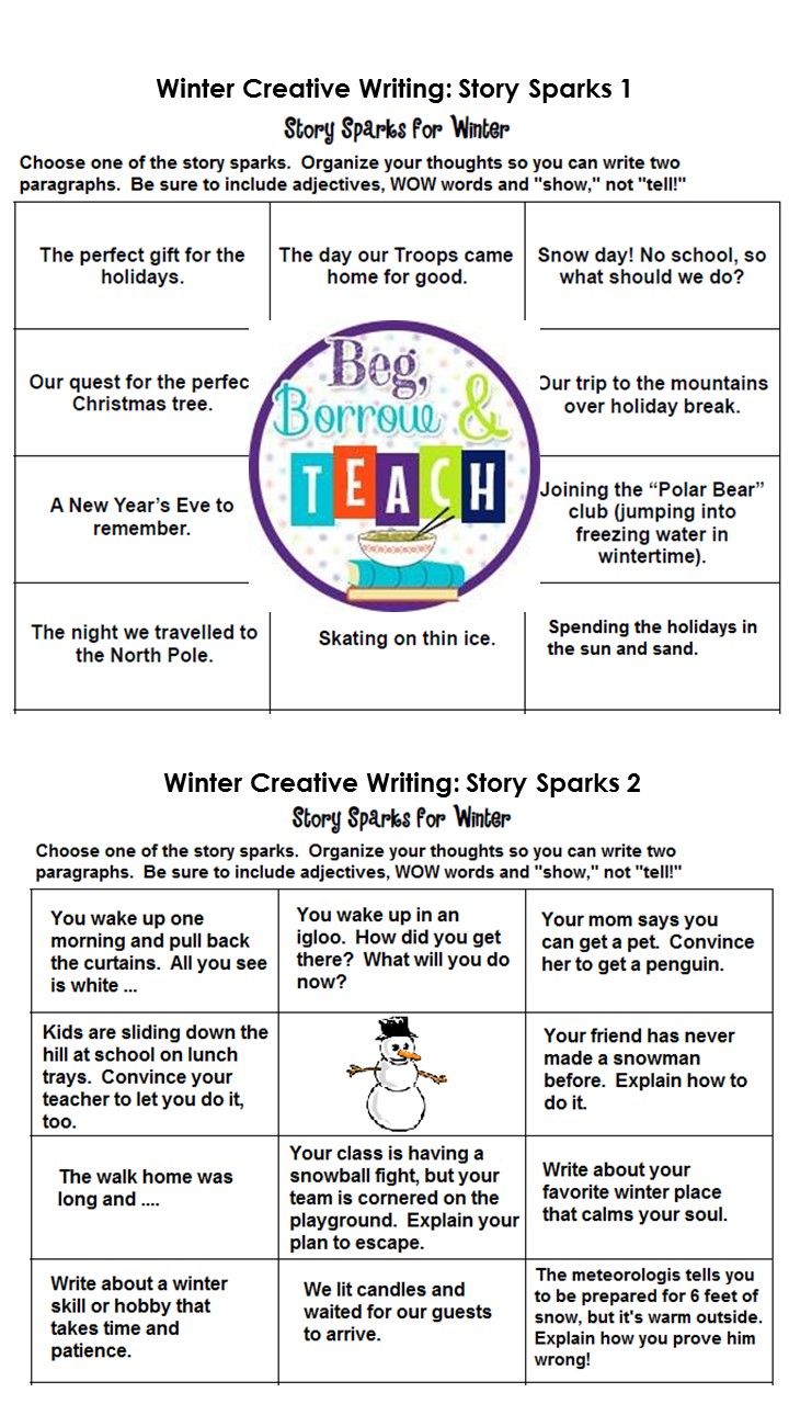 Beg, Borrow, and Teach!: Winter Creative Writing: Story Sparks