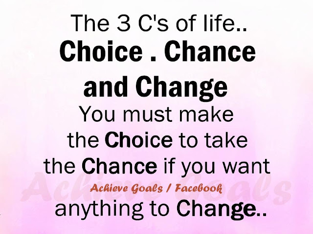 Love Life Dreams: The 3 C's of life : Choices.. Chances and Changes..