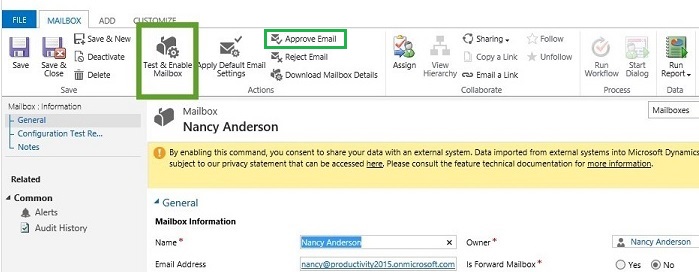 Microsoft Dynamic CRM: Configure email synchronization and Mailboxes on ...