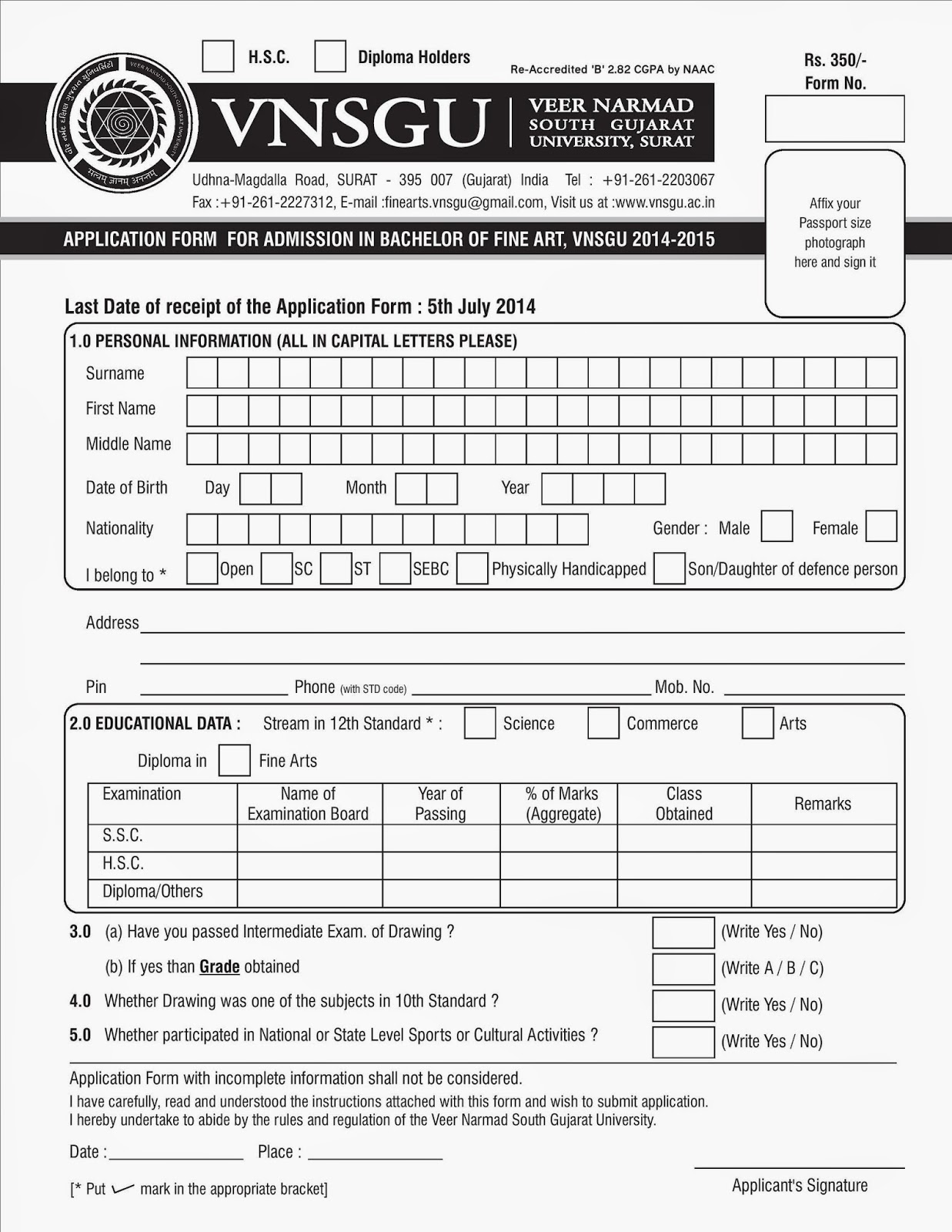 SURAT SCHOOL OF FINE ARTS: INFORMATION