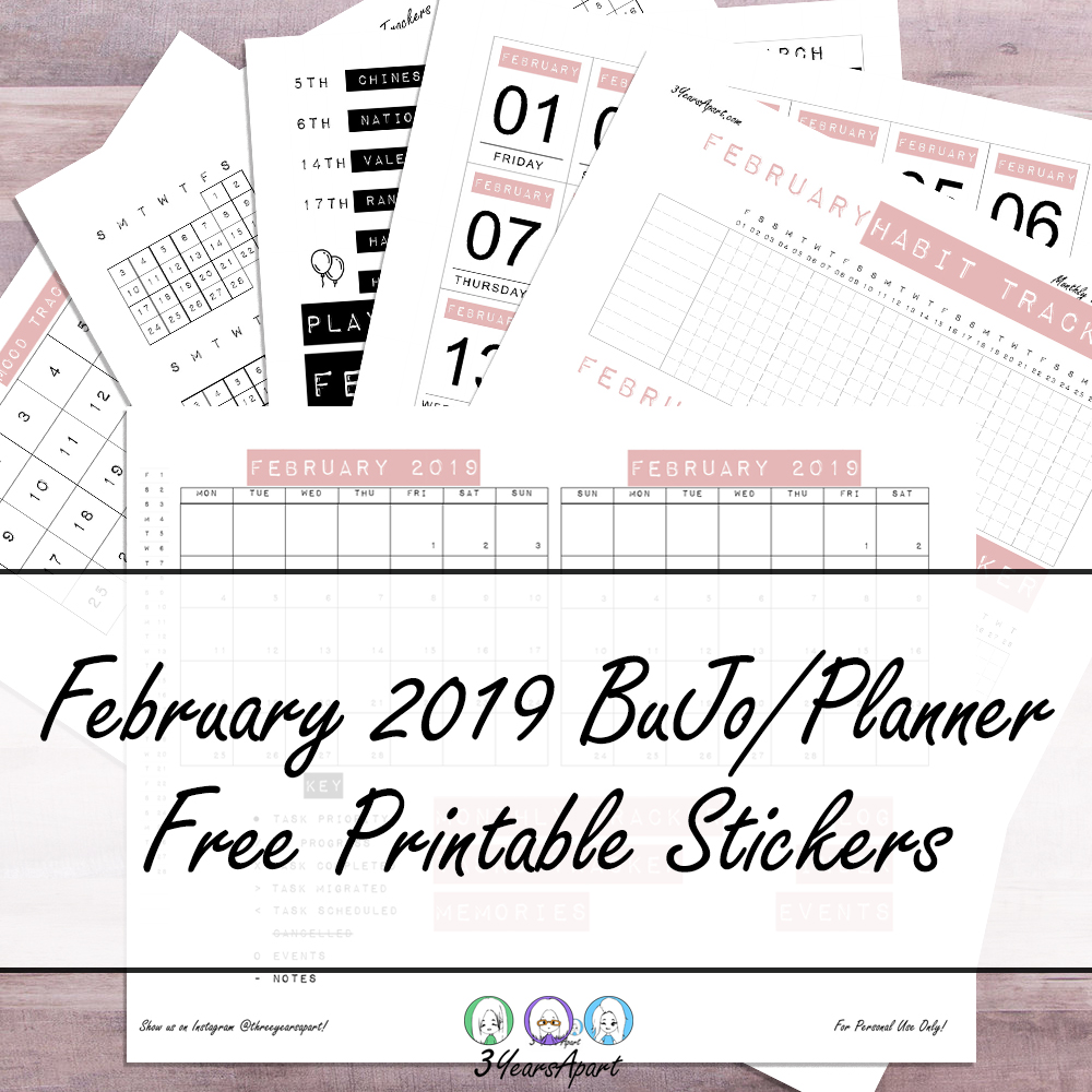 February 2019 Bullet Journal Bundle | Free Printable for Bullet ...