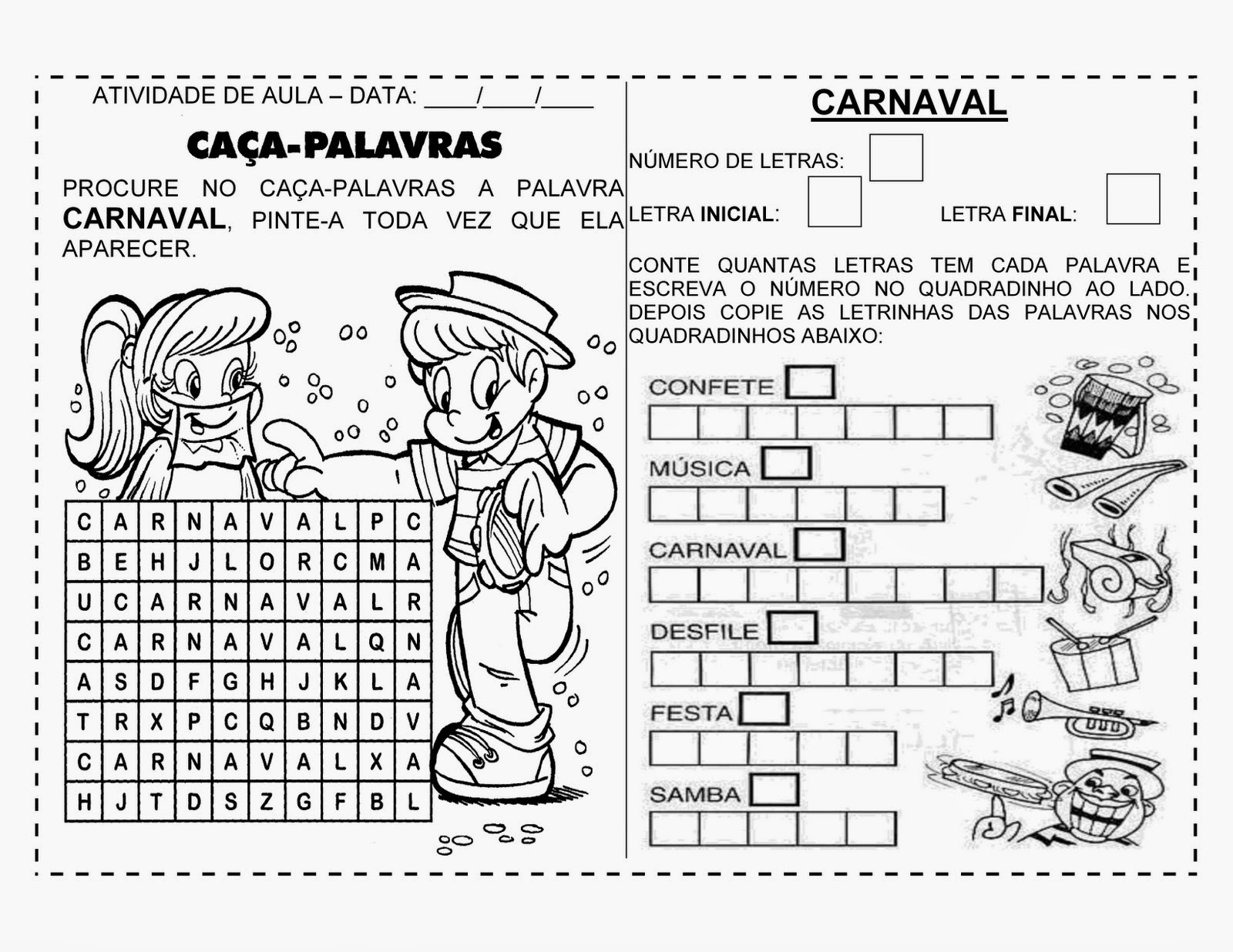 AMAR E EDUCAR: Atividades para o carnaval