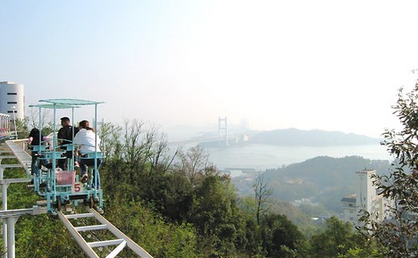Japanese Sky Cycle roller coaster is pedal powered