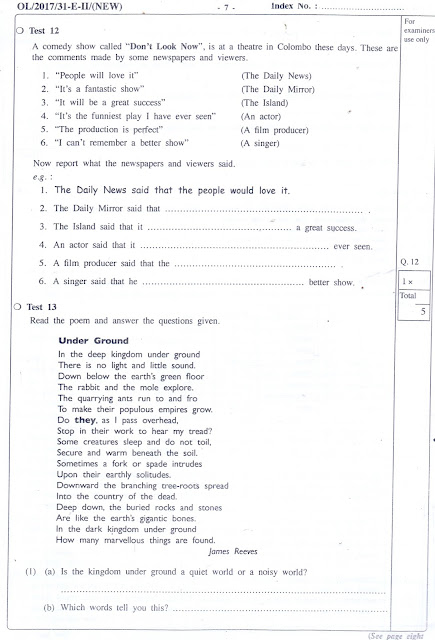 English Model Activities O/ L : O L 2017 NEW SYLLABUS ENGLISH PAPER