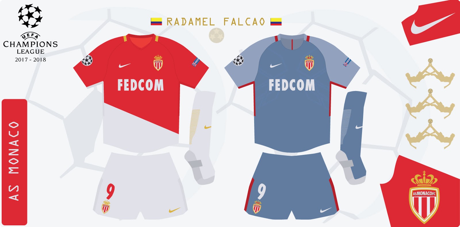 Design Futbol Kits: Monaco 2017 - 2018 (Champions League)