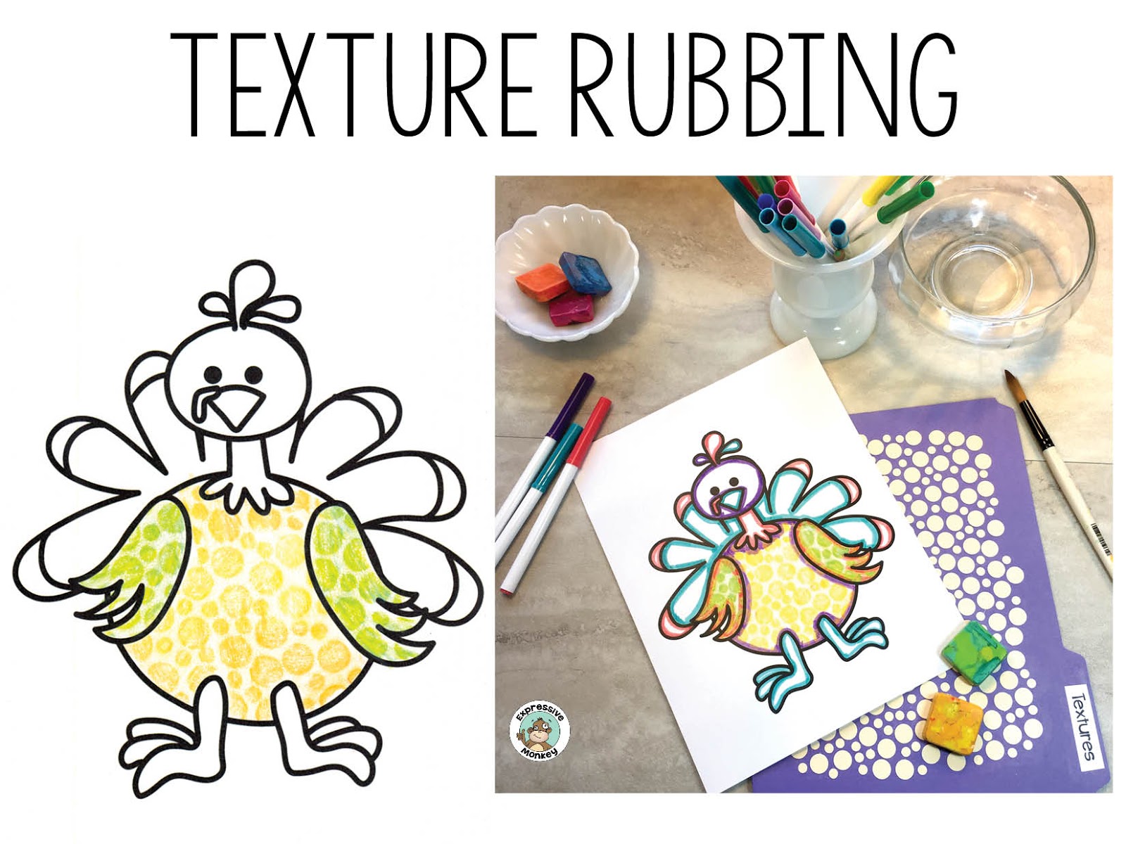 Turkey Drawing Easy Thanksgiving Art Project - Expressive Monkey