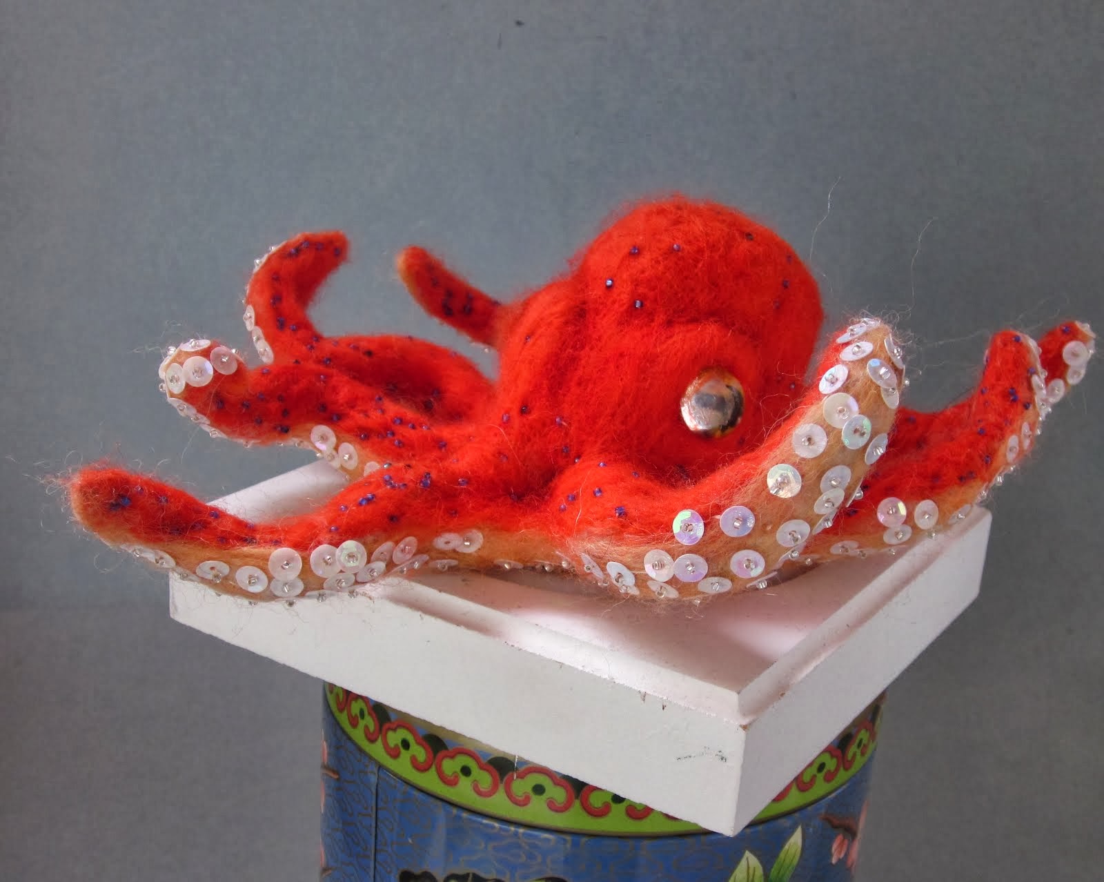 Needle Felted Art by Robin Joy Andreae: An Orange Octopus