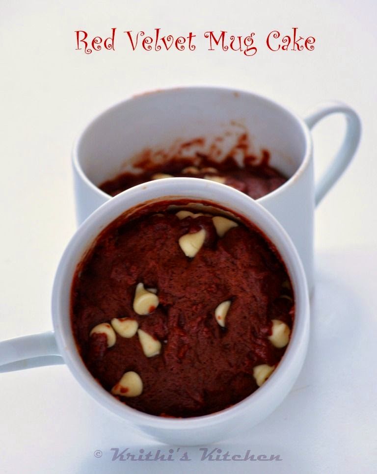 Krithi's Kitchen: Red Velvet Cake in a Mug | Microwave Dessert Recipes