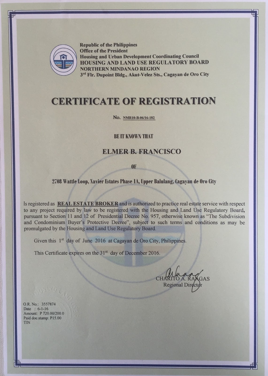 Immobiliare: BROKER Elmer Francisco, REB