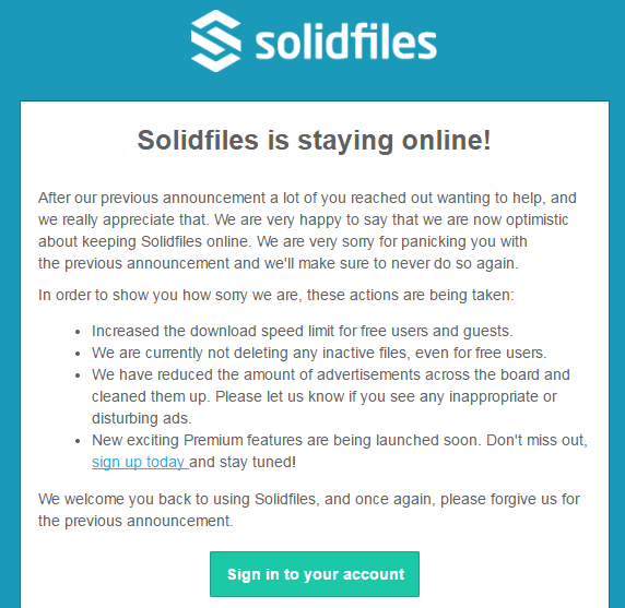 Solidfiles Akan Tutup Layanannya Pada 31 Mei 2017 - TeknoSee