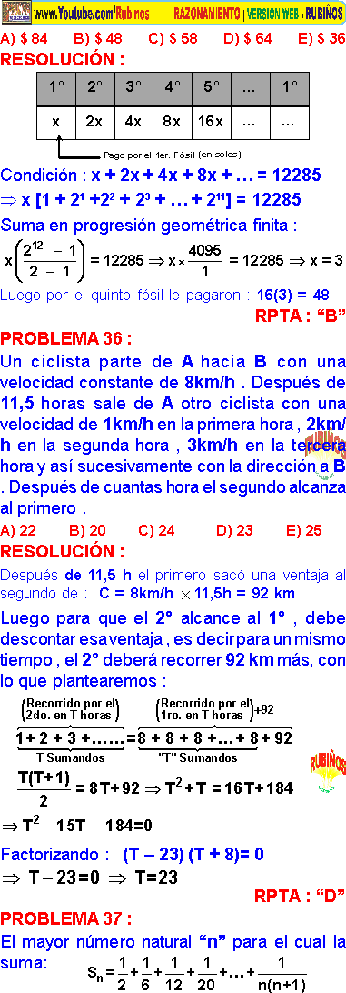 SERIES Y SUMAS NOTABLES SUMATORIAS PROBLEMAS RESUELTOS DE HABILIDAD ...