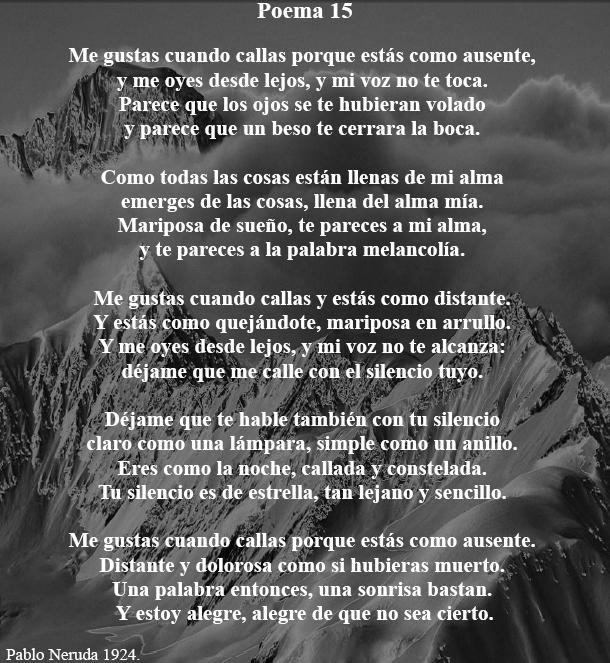 Poema 15 - Pablo Neruda ~ La Poesia del Amor