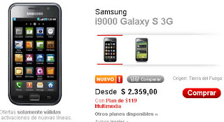 Marcas de teléfonos celulares: Samsung Galaxy S i9000 en Claro