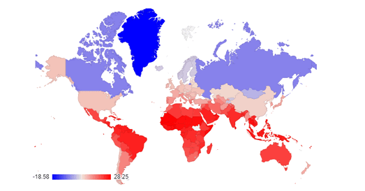 Maps Mania: The Average Temperature World Map