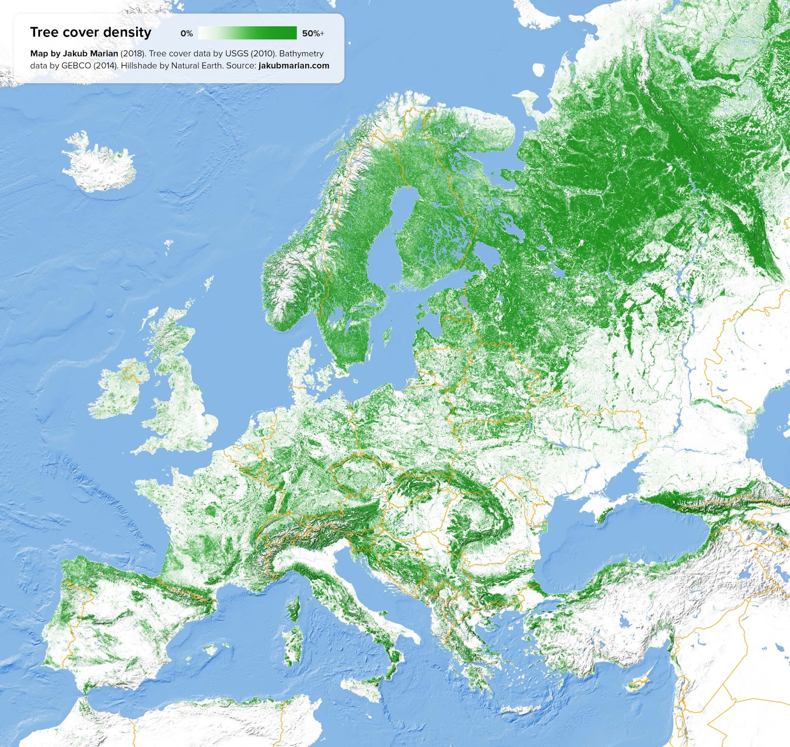 Tree Cover Density of Europe
