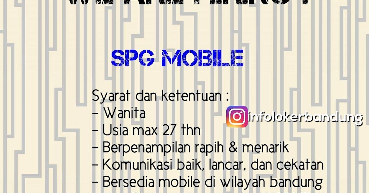Lowongan Keja SPG Mobile PT. Gita Food Bandung Oktober 2017 - Info ...