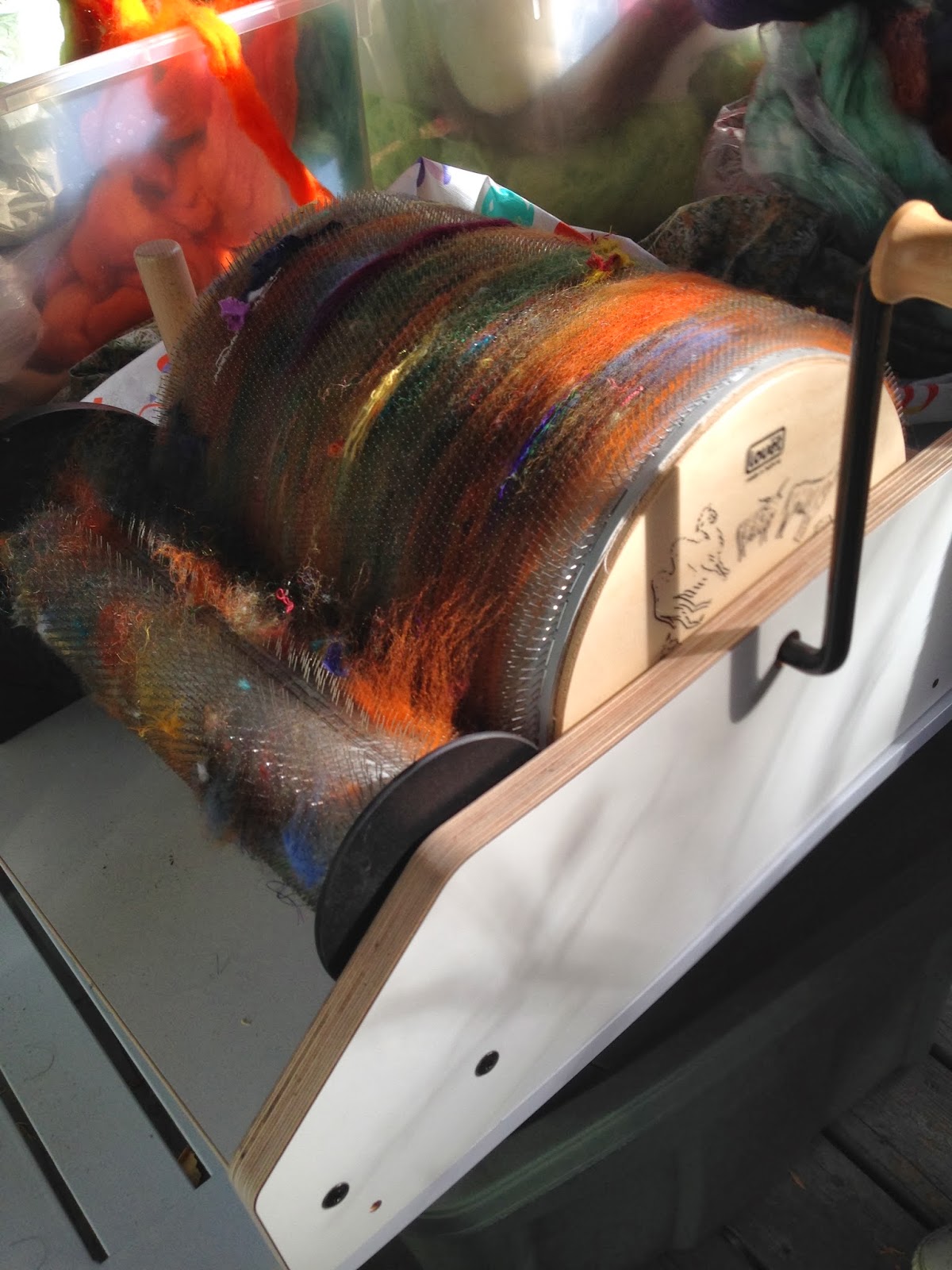 CENTERING WITH FIBER: louet's new 12" drum carder, and a Saori return ...