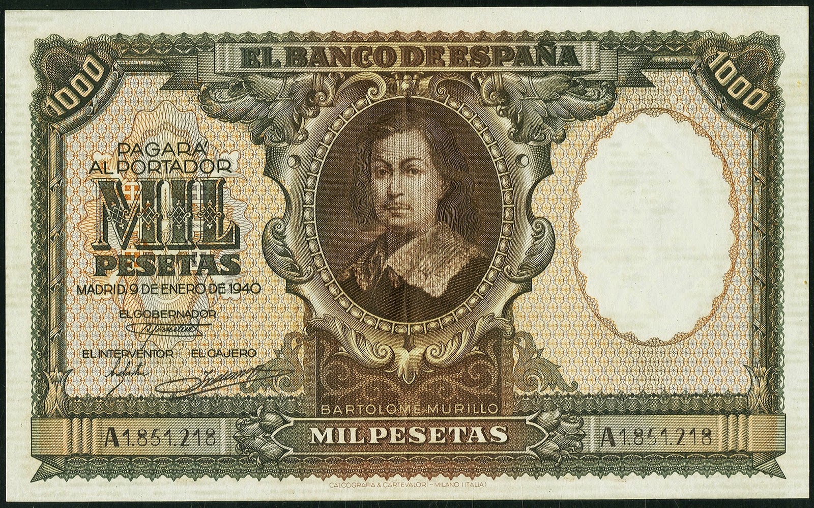 Spain 1000 Pesetas banknote 1940 Bartolomé Esteban Murillo|World ...